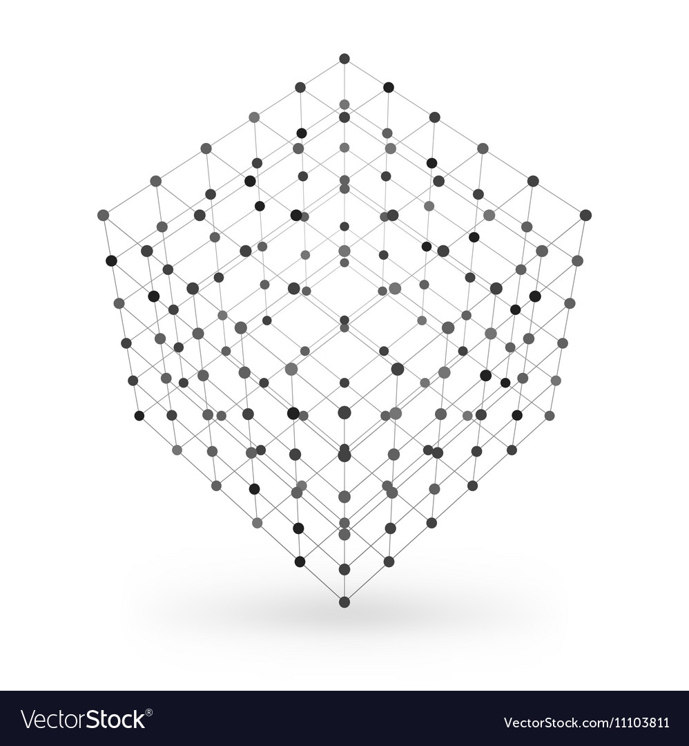 Wireframe polygonal geometric element cube Vector Image