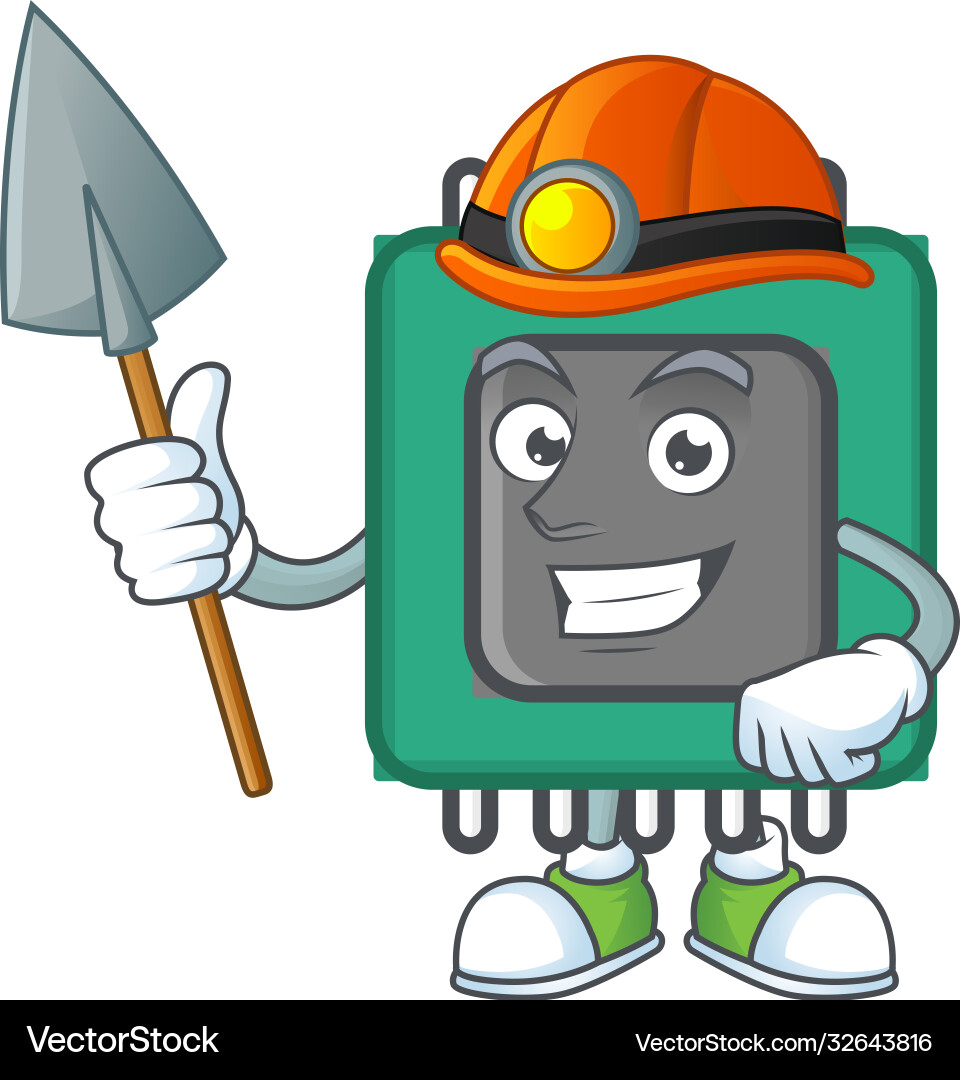 Cool clever miner ram cartoon character design Vector Image