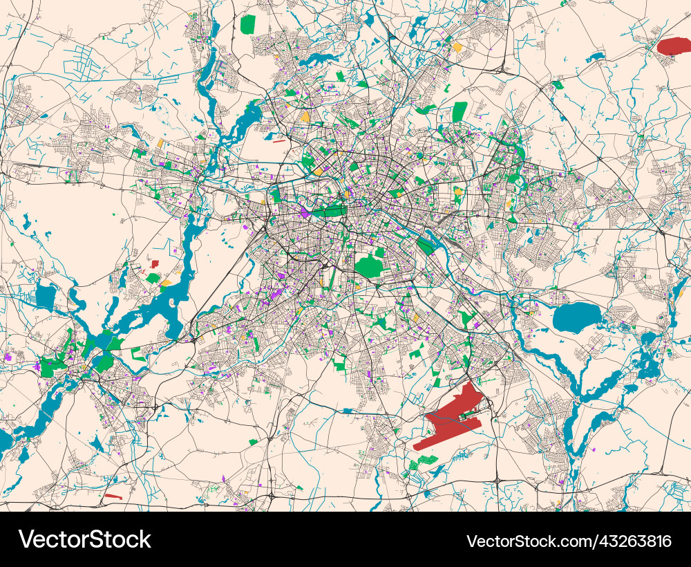Editable city map of berlin germany Royalty Free Vector