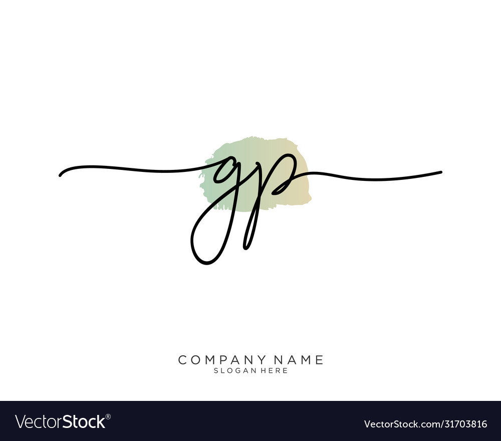 Gp initial handwriting logo design Royalty Free Vector Image