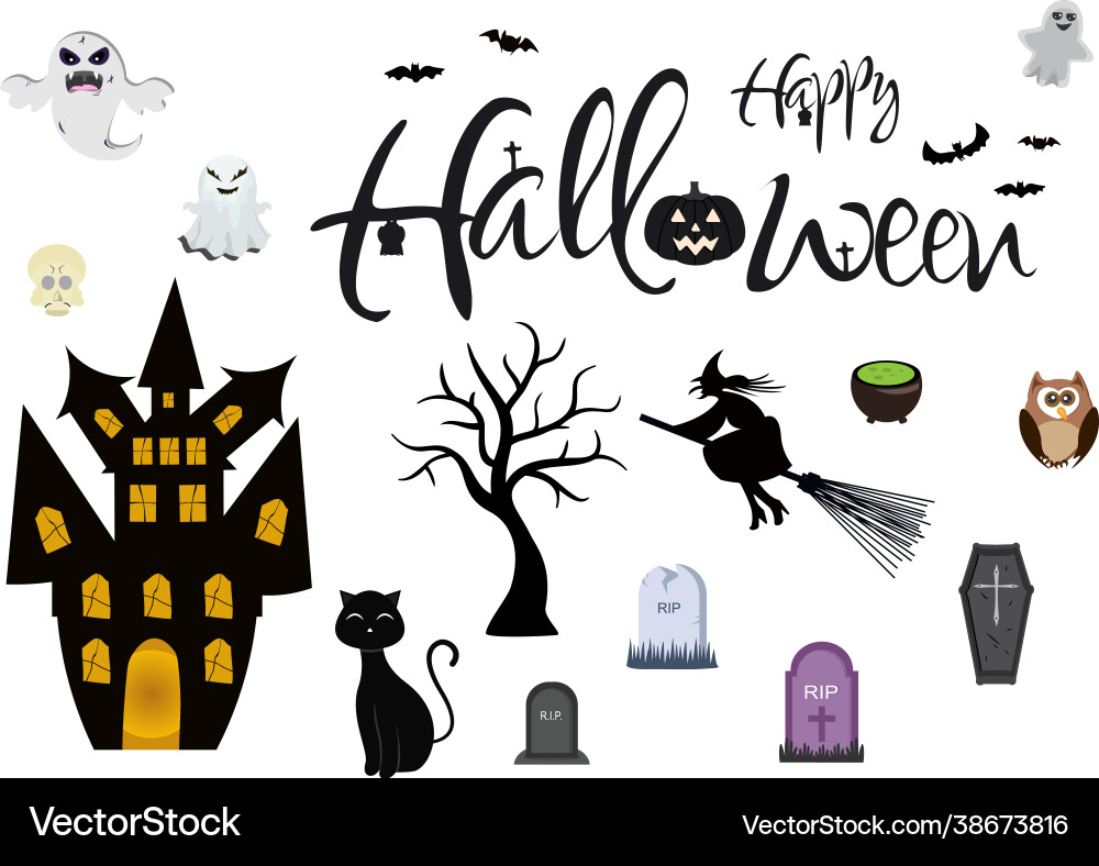Halloween night party background silhouette Vector Image