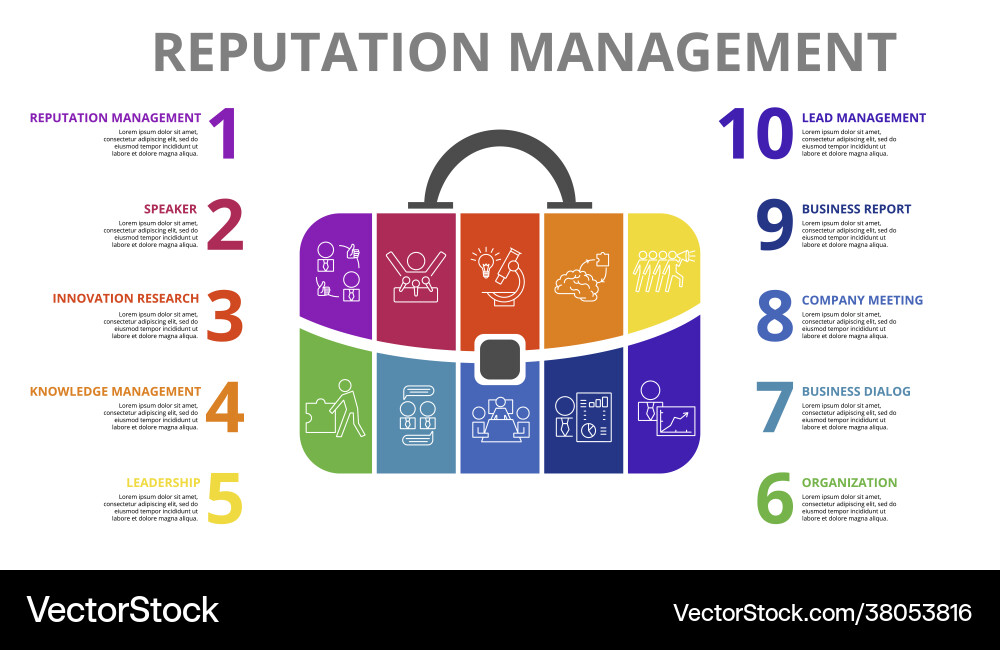 Infographic reputation management template icons Vector Image