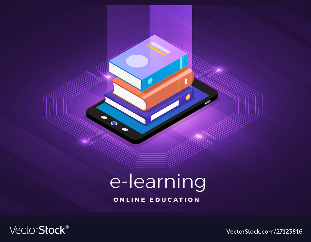 Isometric e-learning concept Royalty Free Vector Image