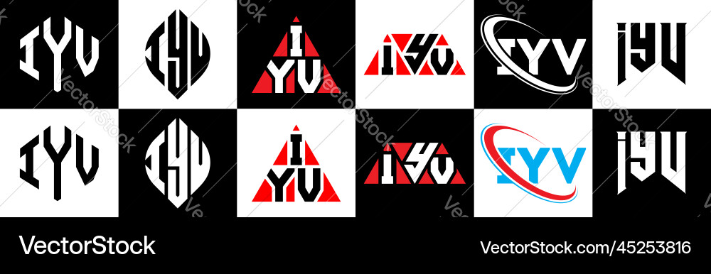 Iyv letter logo design in six style polygon Vector Image