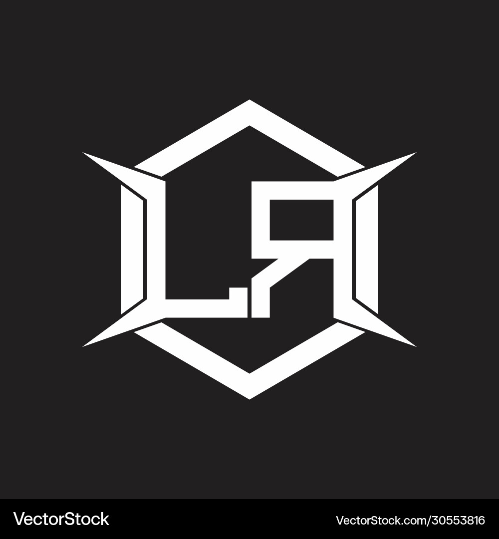 Lr logo monogram with hexagon and four taper Vector Image