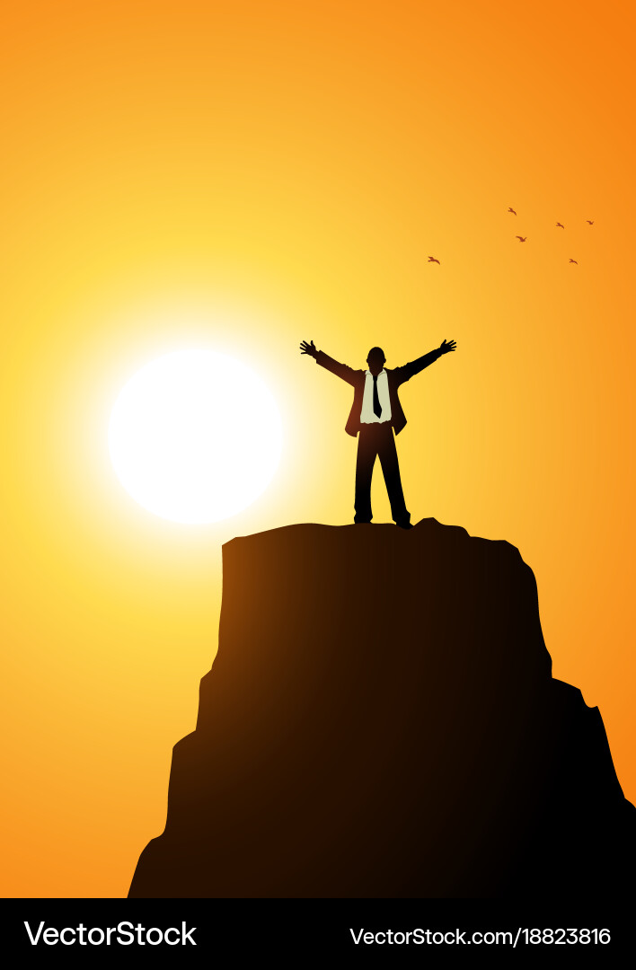 On top of a mountain Royalty Free Vector Image