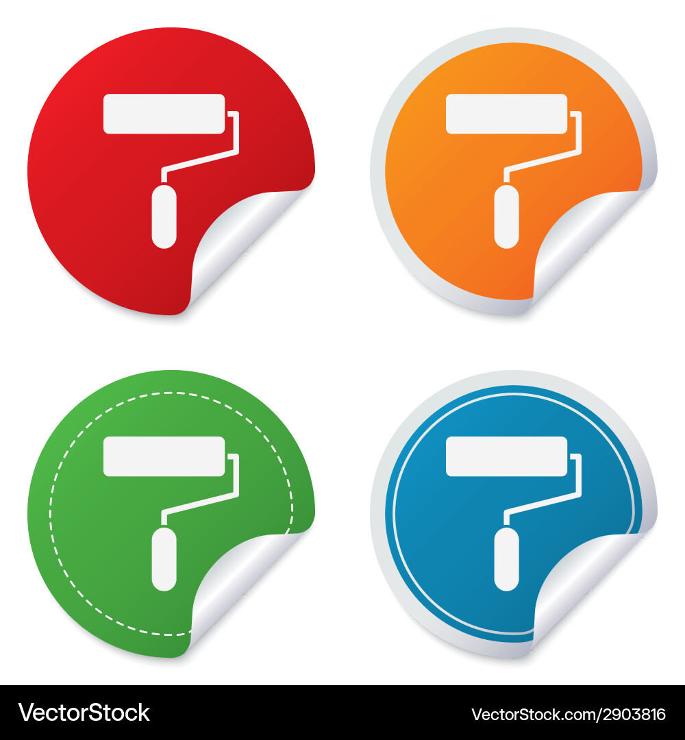 Paint roller sign icon painting tool symbol Vector Image