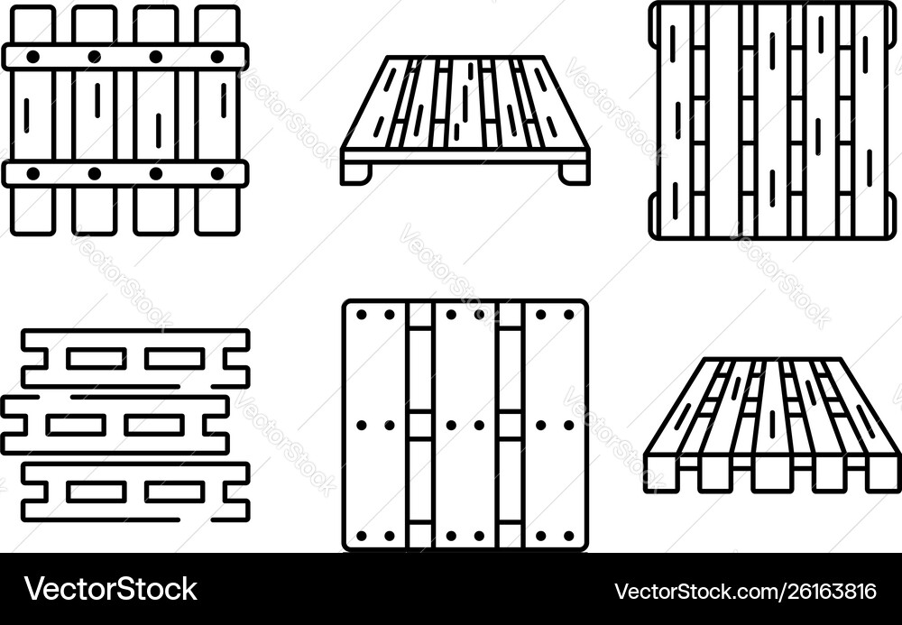 Pallet icons set outline style Royalty Free Vector Image