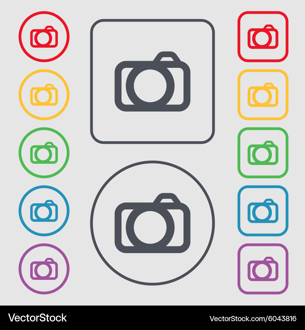 Photo camera sign icon digital camera symbol Vector Image