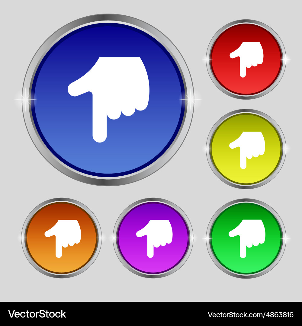 Pointing hand icon sign round symbol on bright Vector Image
