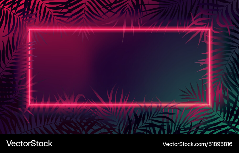 Red neon border futuristic square frame with dark Vector Image