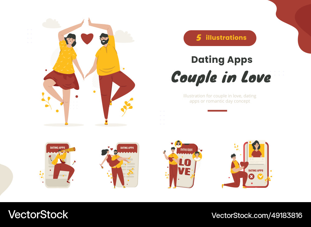 Romantic couple in love set Royalty Free Vector Image