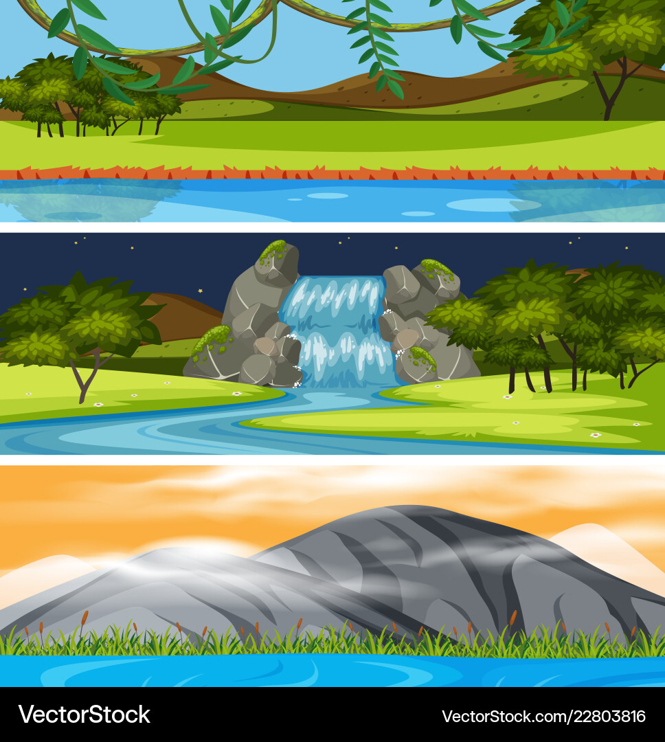 Set of beautiful scene Royalty Free Vector Image