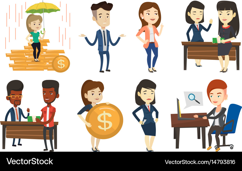 Set of business characters Royalty Free Vector Image
