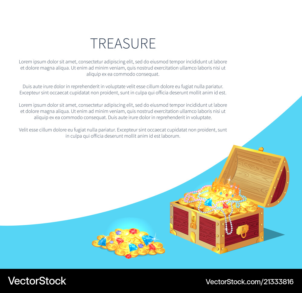 Treasure posters set gold ancient coins chests Vector Image