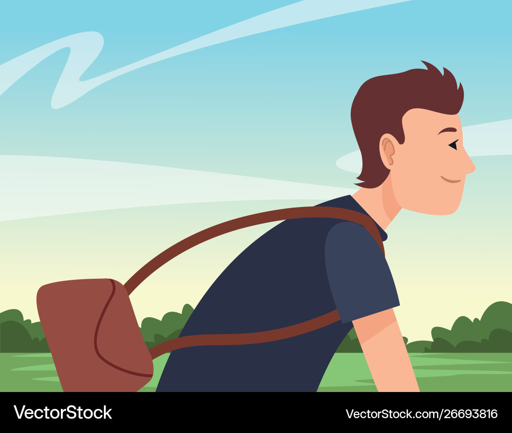 Young man riding on bicycle cartoon Royalty Free Vector