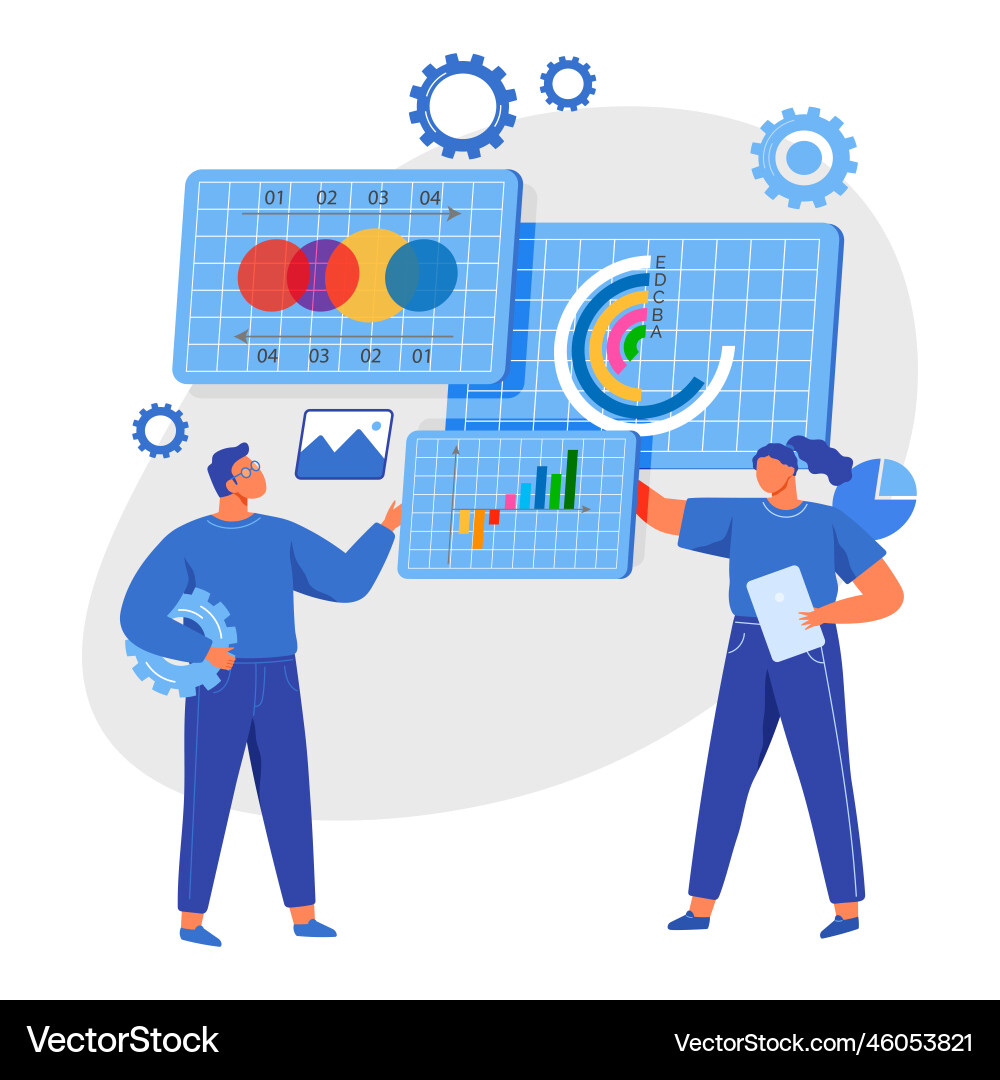 Business people marketing team analyze graph Vector Image