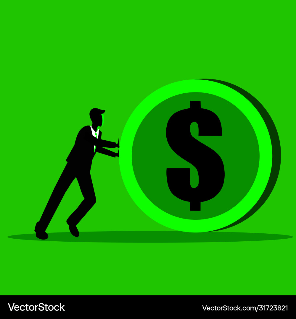 Businessman push coin business Royalty Free Vector Image