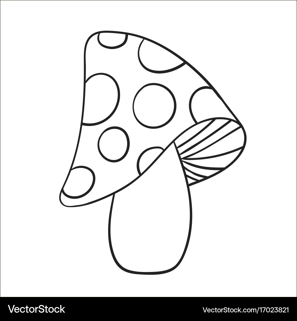 Cartoon contour mushroom isolated on white Vector Image