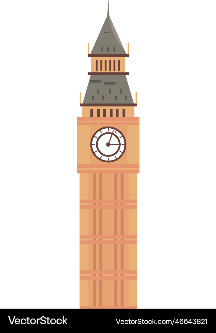 Clock tower symbolizes famous city tourism Vector Image