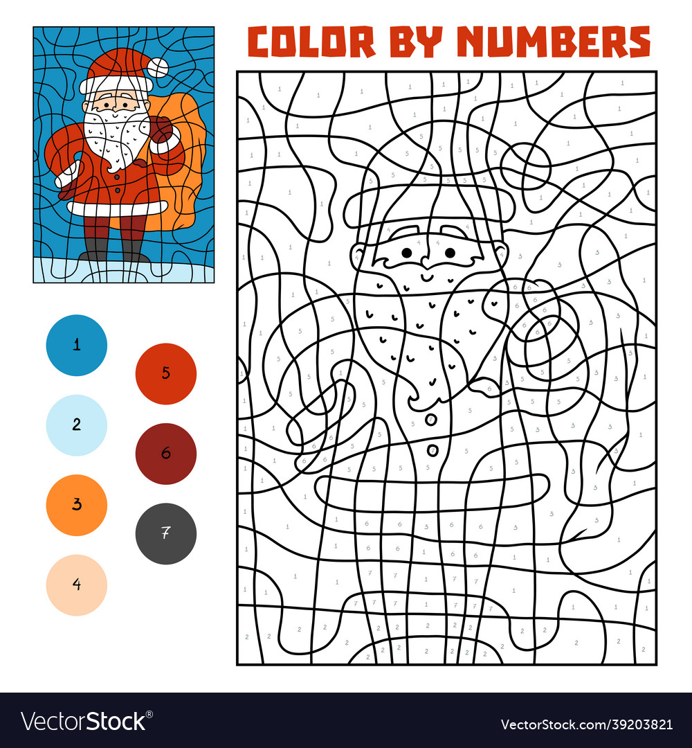 Color by number santa claus Royalty Free Vector Image