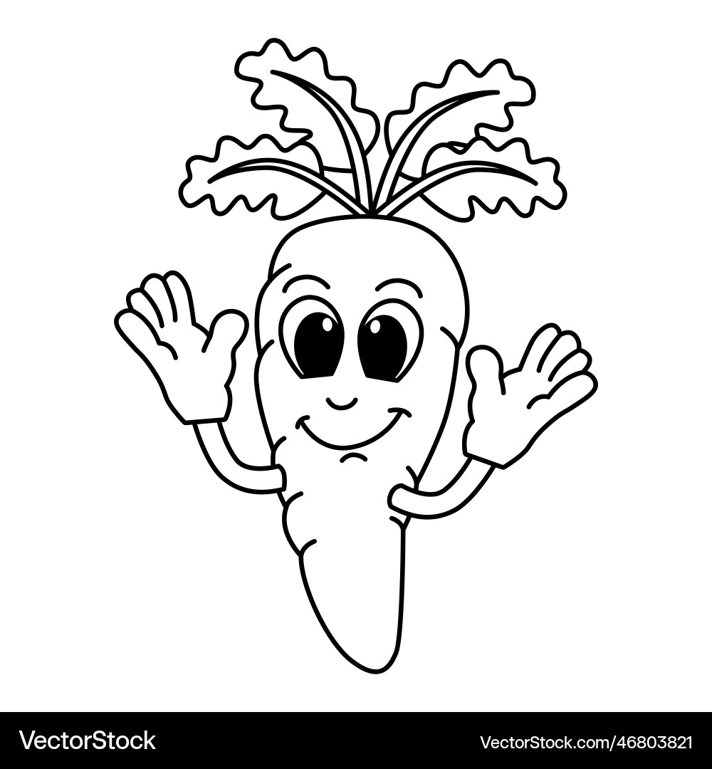 Cute carrot cartoon coloring page for Royalty Free Vector