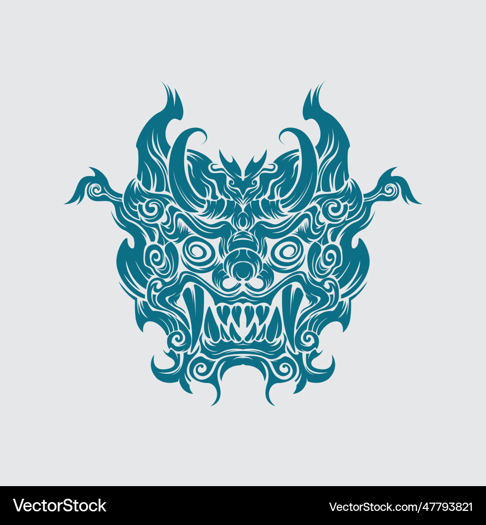 Demon samurai oni mask hannya mask japanese Vector Image