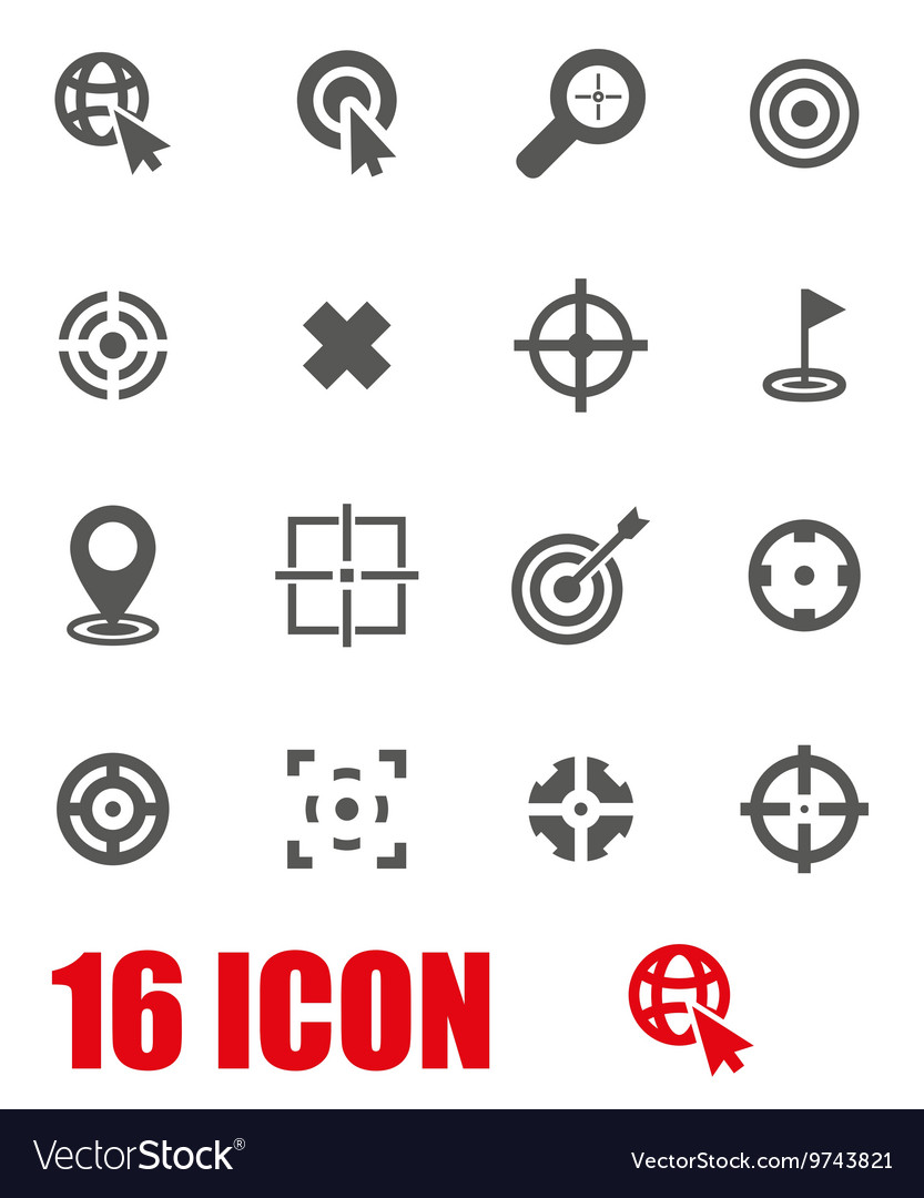 Grey target icon set Royalty Free Vector Image