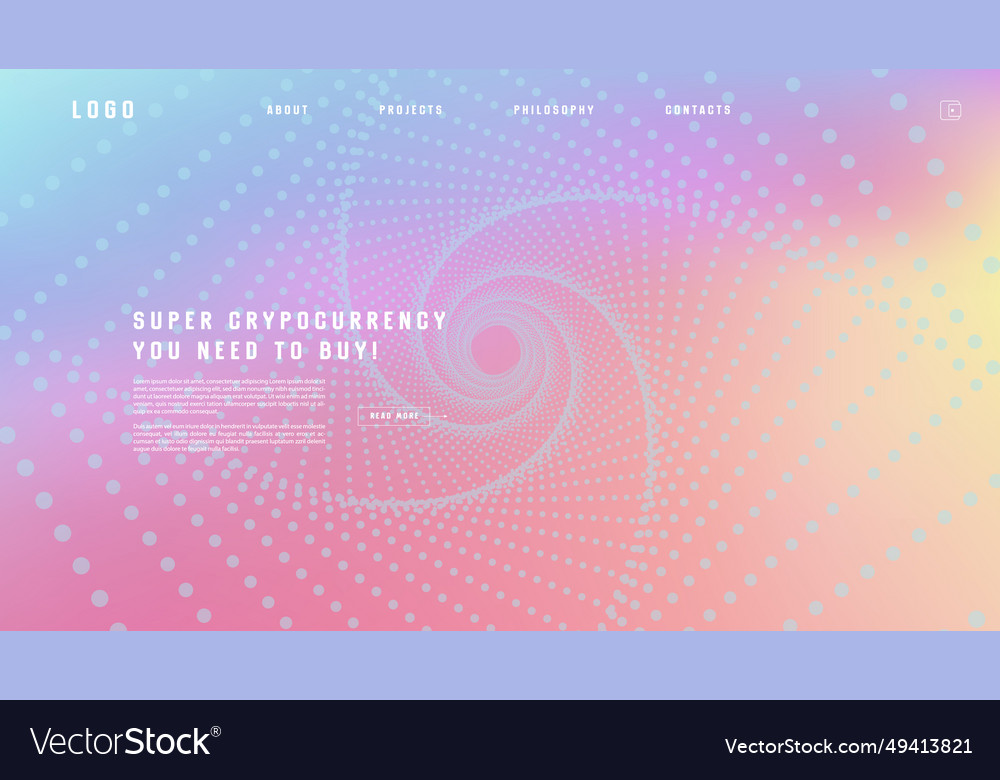 Landing page abstract design with particle tunnel Vector Image
