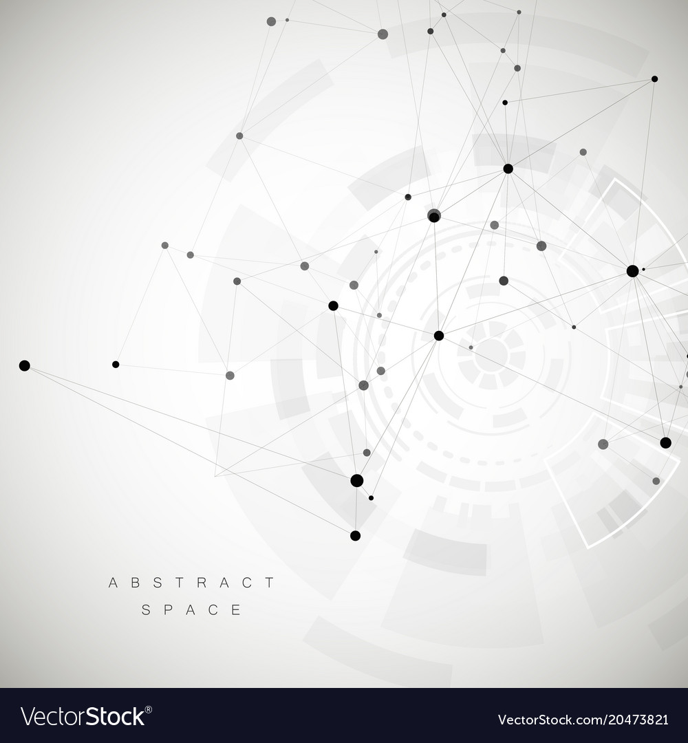 Network background with big circle connected lines