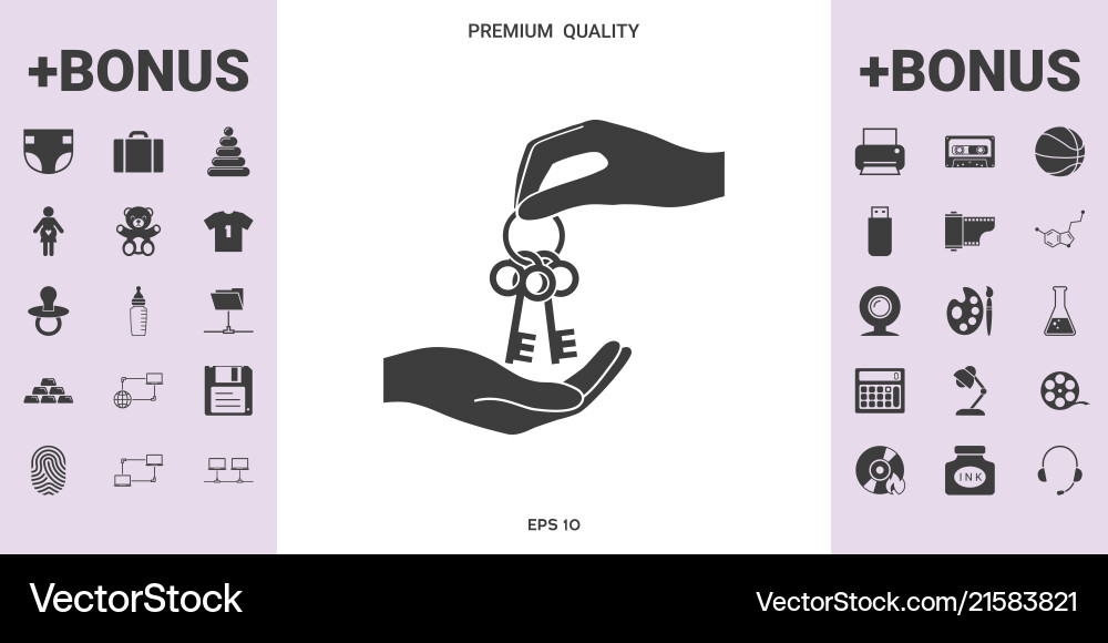 Receiving the bunch of keys - icon Royalty Free Vector Image