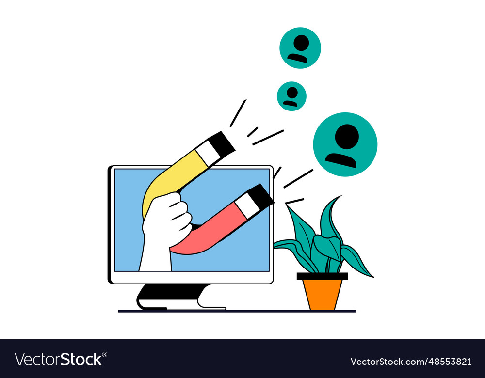 Target audience concept with people scene in flat Vector Image