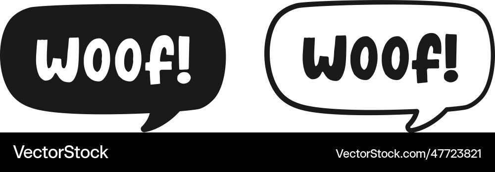 Woof text in a speech bubble balloon outline Vector Image