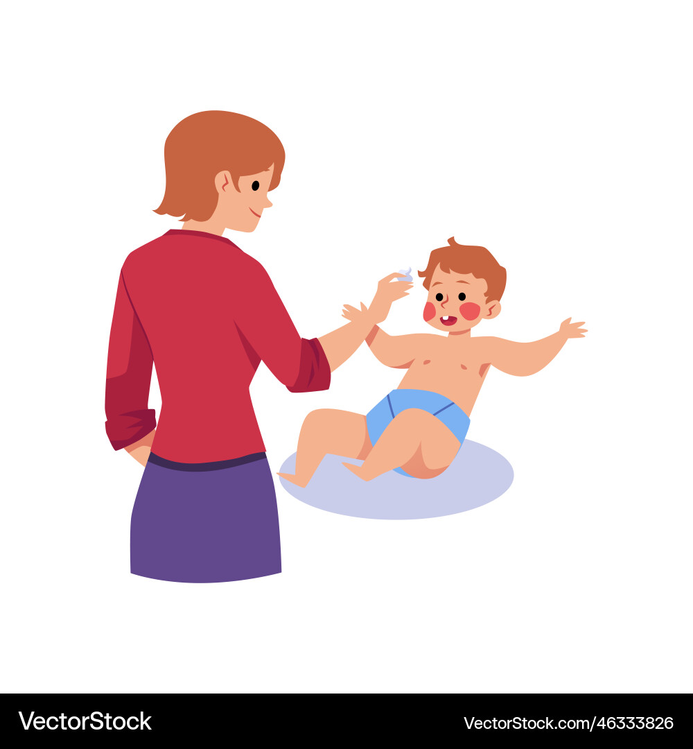 Baby with red cheeks and atopic dermatitis flat Vector Image