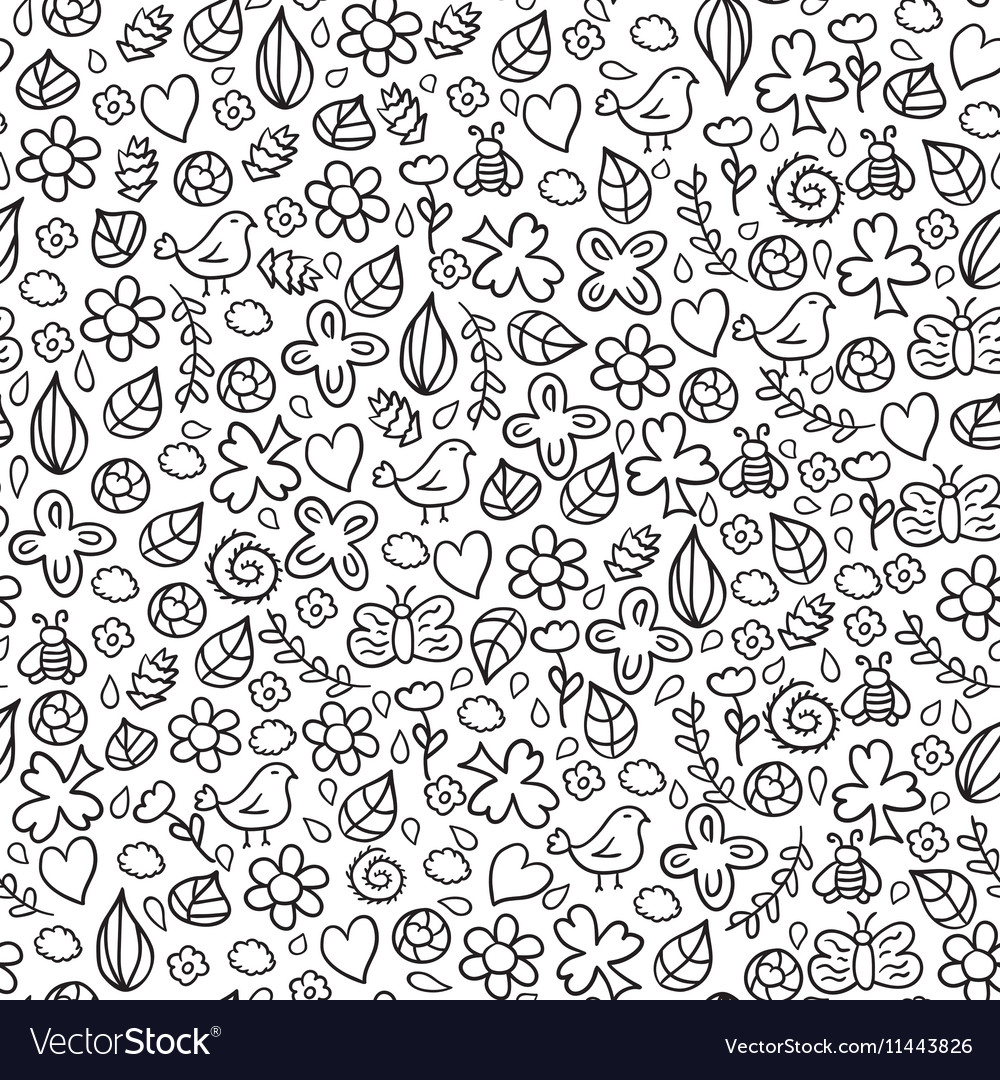 Doodles seamless pattern set Royalty Free Vector Image