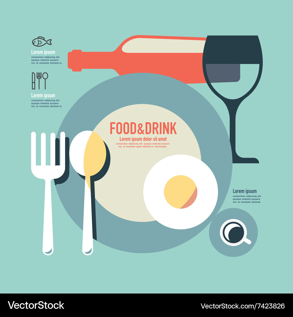 Foods and drink template modern minimal flat Vector Image