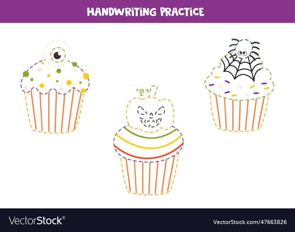 Handwriting practice with cartoon halloween Vector Image