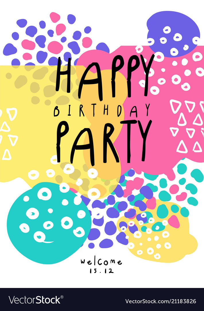 Happy birthday party cute colorful template Vector Image