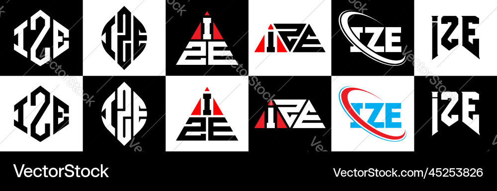 Ize letter logo design in six style polygon Vector Image