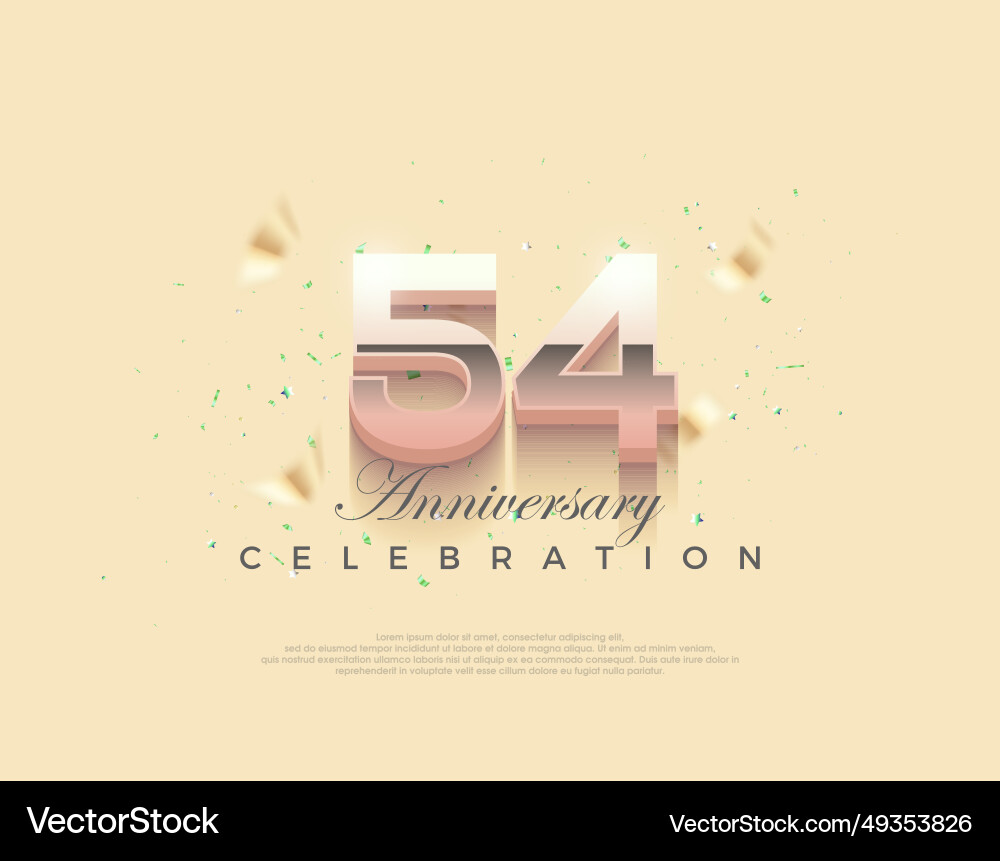 Modern number for 54th anniversary celebration Vector Image