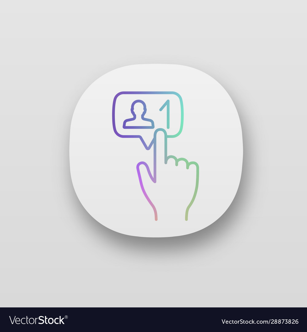New follower button click app icons set Royalty Free Vector
