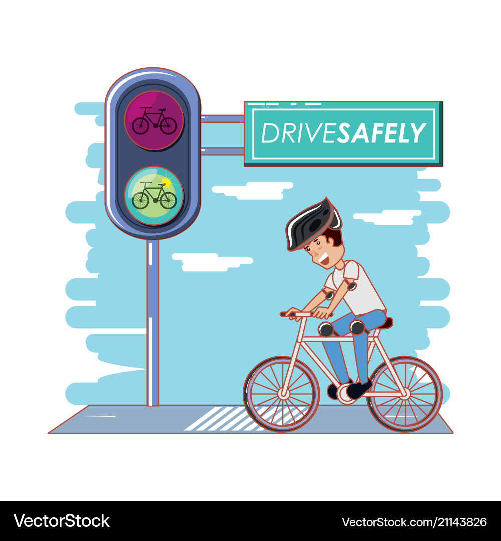 People in bicycle drive safely campaign Royalty Free Vector
