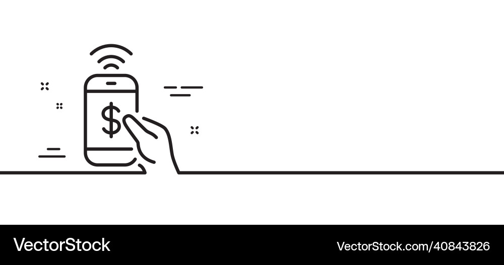 Phone payment line icon dollar pay sign minimal Vector Image