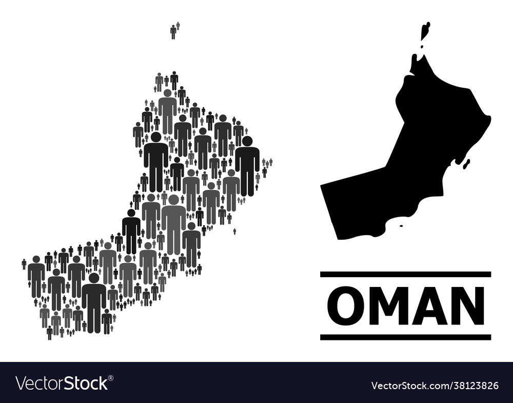 Population collage map oman and solid Royalty Free Vector