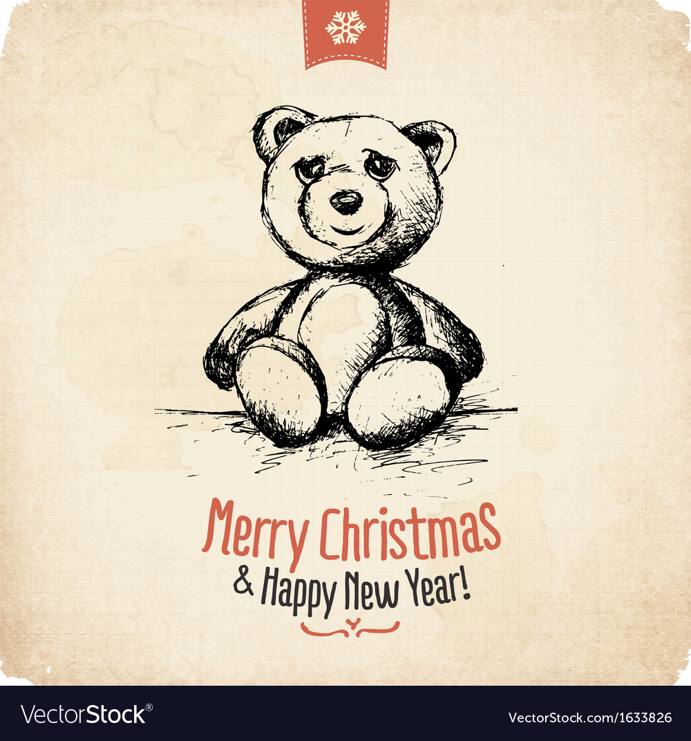 Retro vintage hand drawn christmas greeting card Vector Image Retro vintage hand drawn christmas greeting card Vector Image
