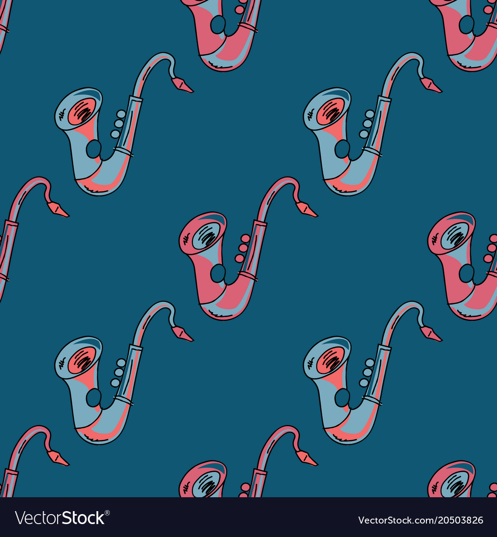 Sax seamless pattern Royalty Free Vector Image