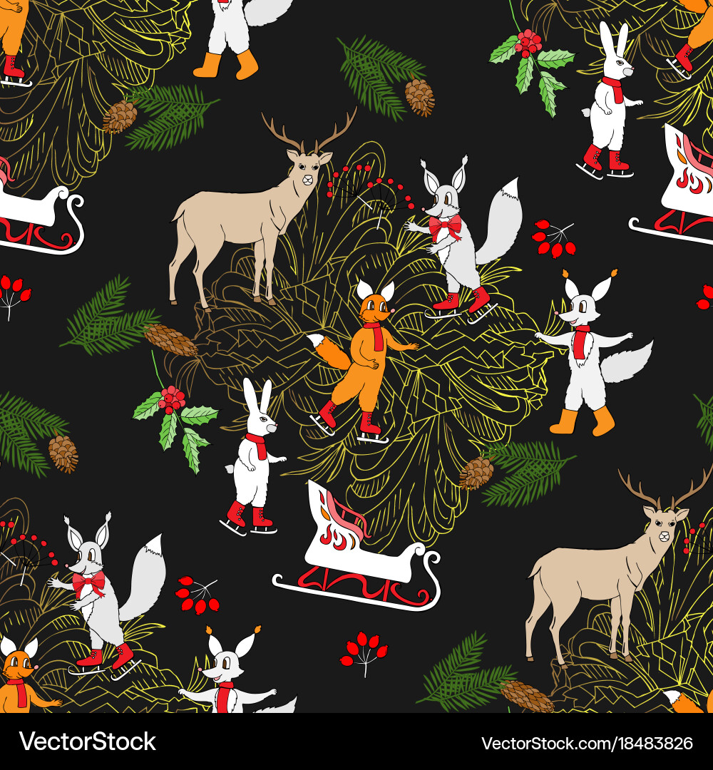 Seamless pattern with christmas forest Royalty Free Vector