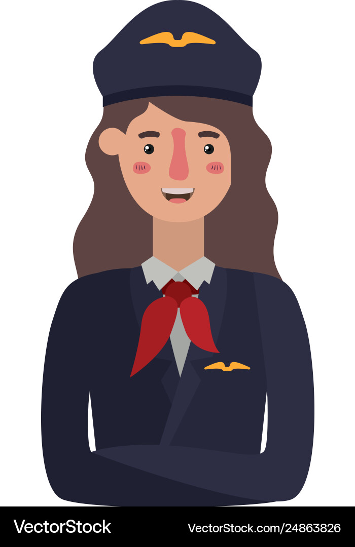 Young woman pilot avatar character Royalty Free Vector Image