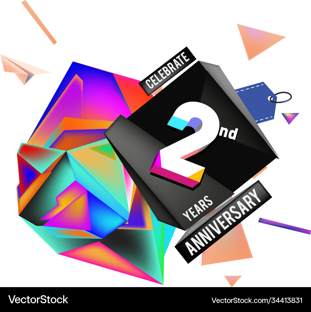 2nd anniversary logo with colorful background Vector Image