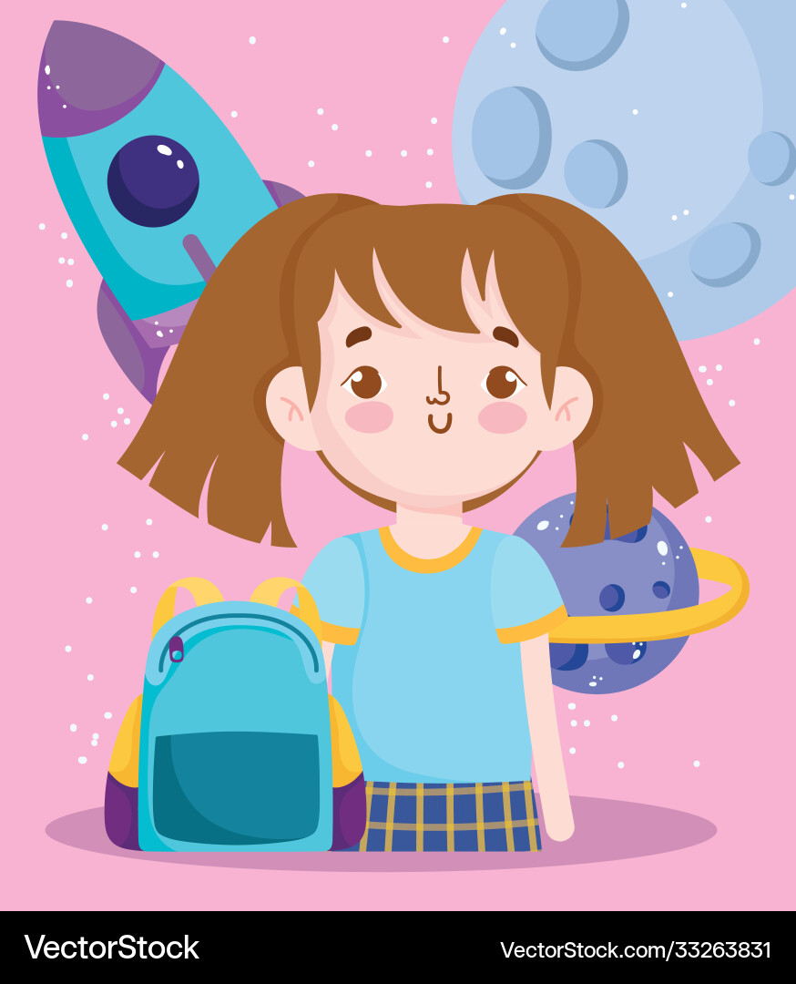 Back to school student girl rocket science lesson Vector Image